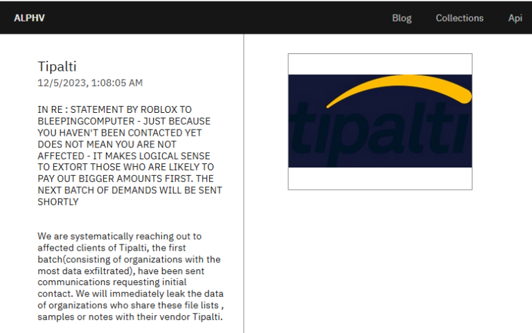 Tipalti, Roblox and Twitch Hacked by ALPHV/BlackCat – Gridinsoft Blog