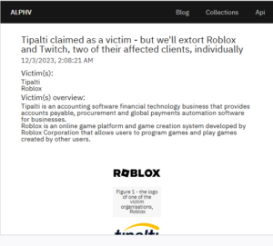 Tipalti, Roblox and Twitch Hacked by ALPHV/BlackCat – Gridinsoft Blog