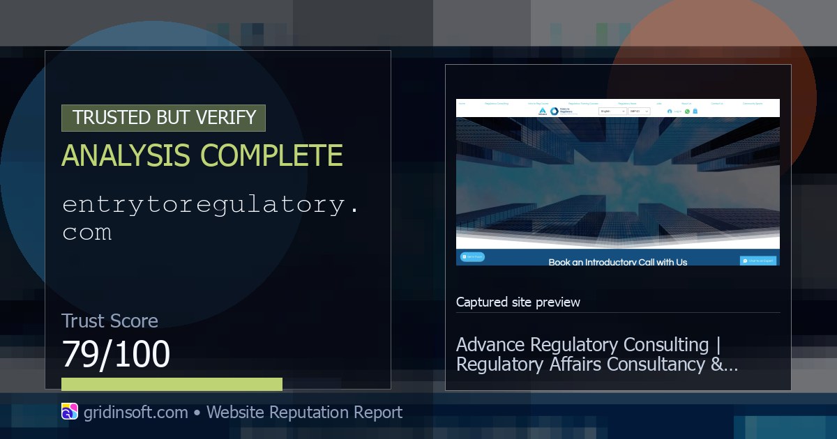 Is Entrytoregulatory.com Safe? Review & Trust Score (79/100)