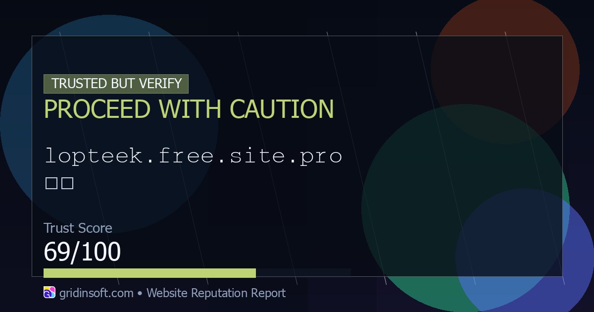 Lopteek.free.site.pro - Safe or Scam? (69/100 Trust Score)
