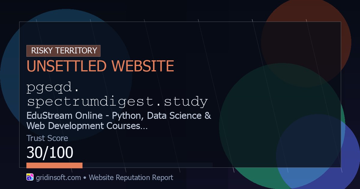 Pgeqd.spectrumdigest.study Scam Check: Blacklist Warning (30/100 Trust ...