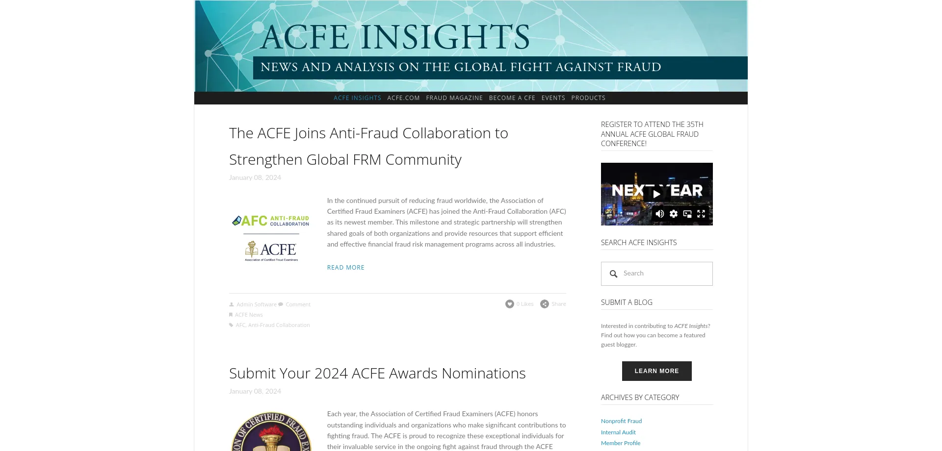 Acfeinsights.com (Association of Certified Fraud Examiners (ACFE) Business and Finance) Reviews