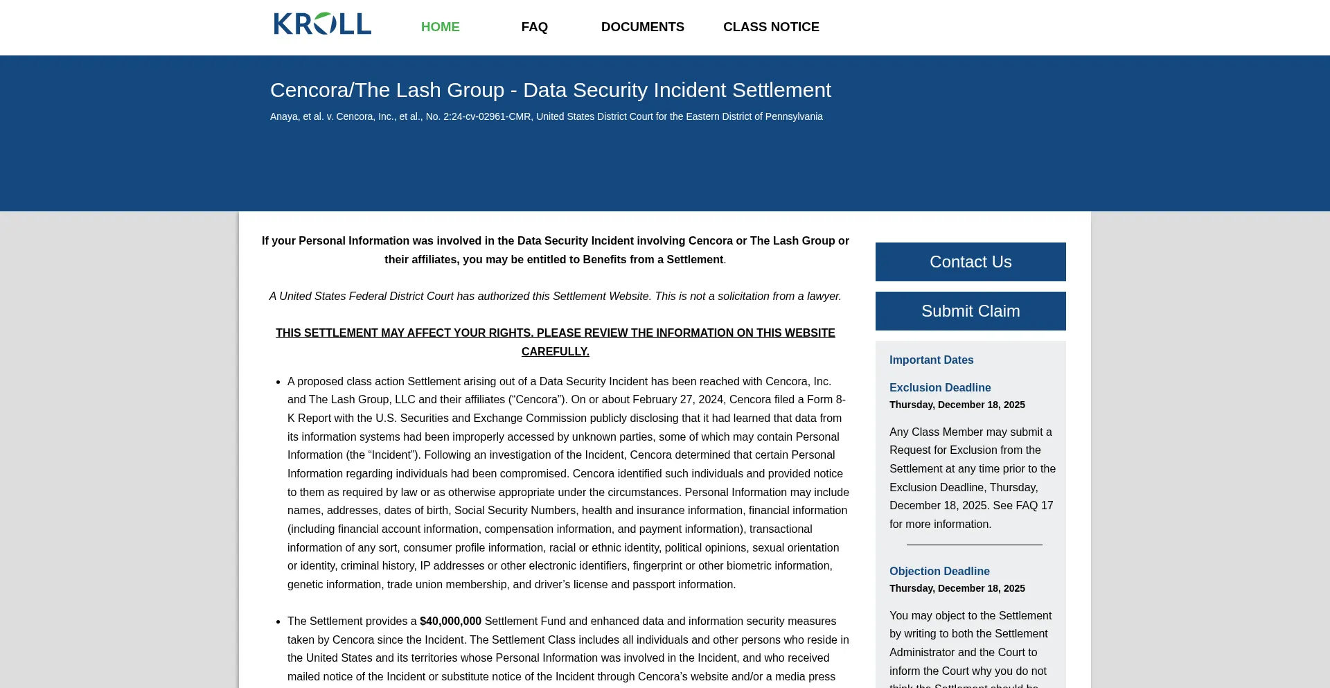 Cencoraincidentsettlement.com Reviews | Scam, Legit or Safe Check