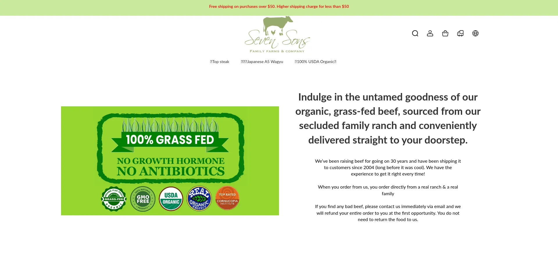 Sevensonsbeeffarm.com Reviews: Suspicious Shop. Very Low Trust 1/100