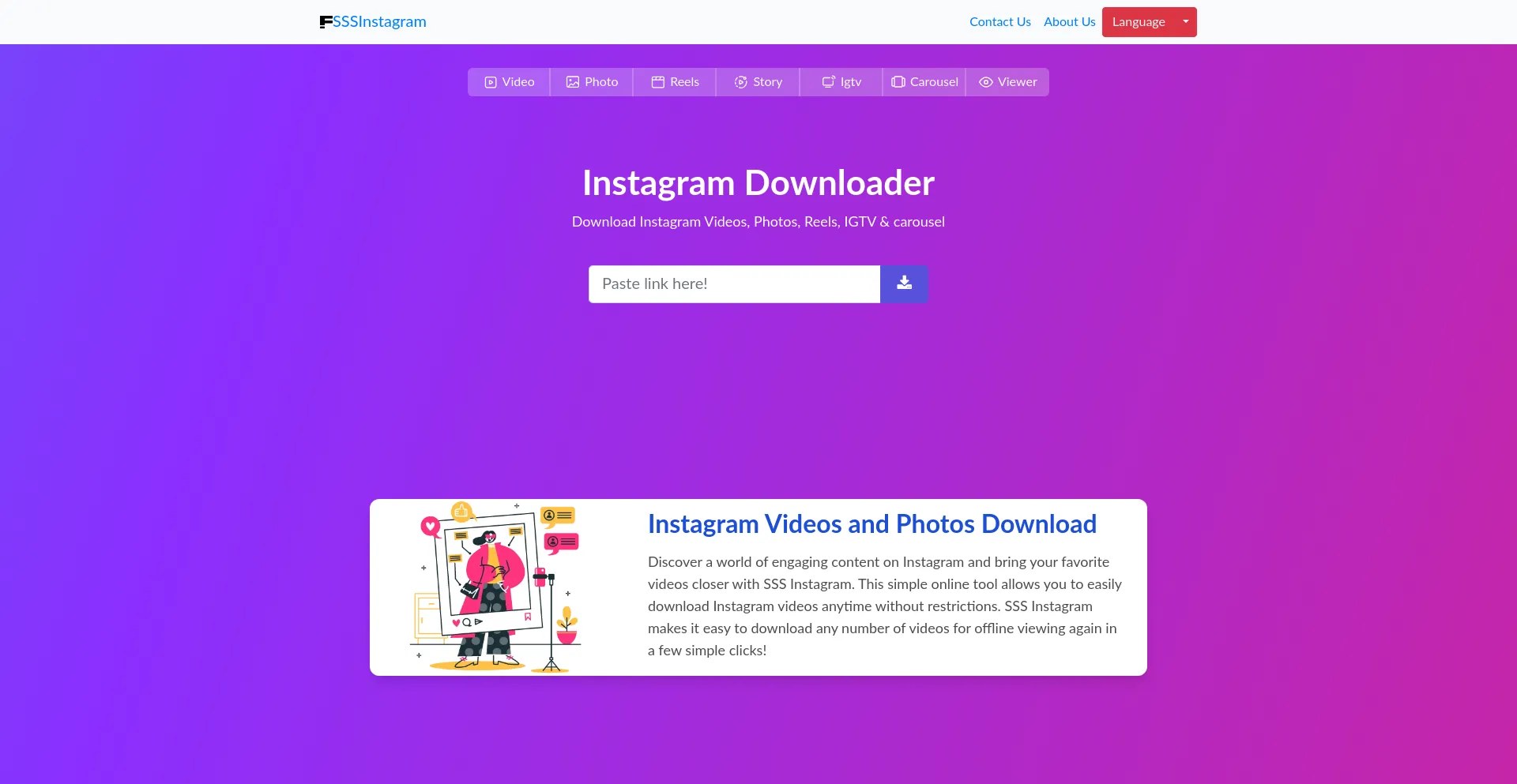 Sssinstagram.io Review: Suspicious Website. Low trust score: 39%