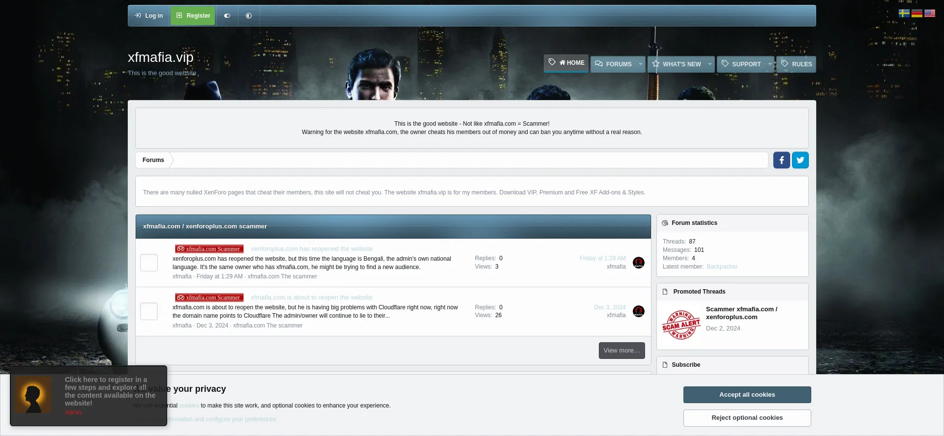 Xfmafia.vip Review: Suspicious Website. Low trust score: 35%